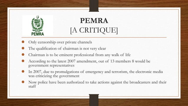 Media Laws in Pakistan & Role of PEMRA | PPTX | Media Industry | Industries