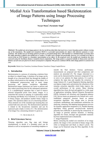 Medial axis transformation based skeletonzation of image patterns using ...