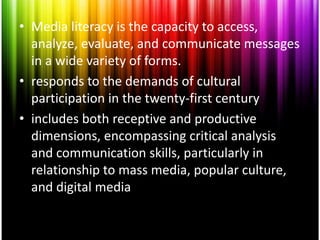 Media literacy | PPTX | Media Industry | Industries