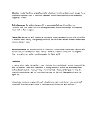 Media Literacy: Navigating the Digital Age with Mediatiz Foundation | PDF