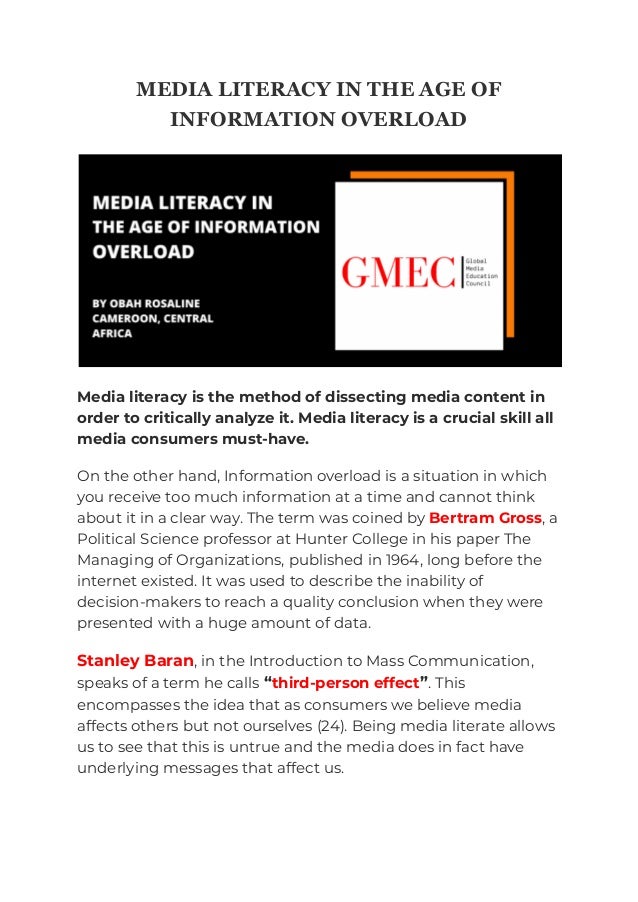 Media literacy in the age of information overload | PDF