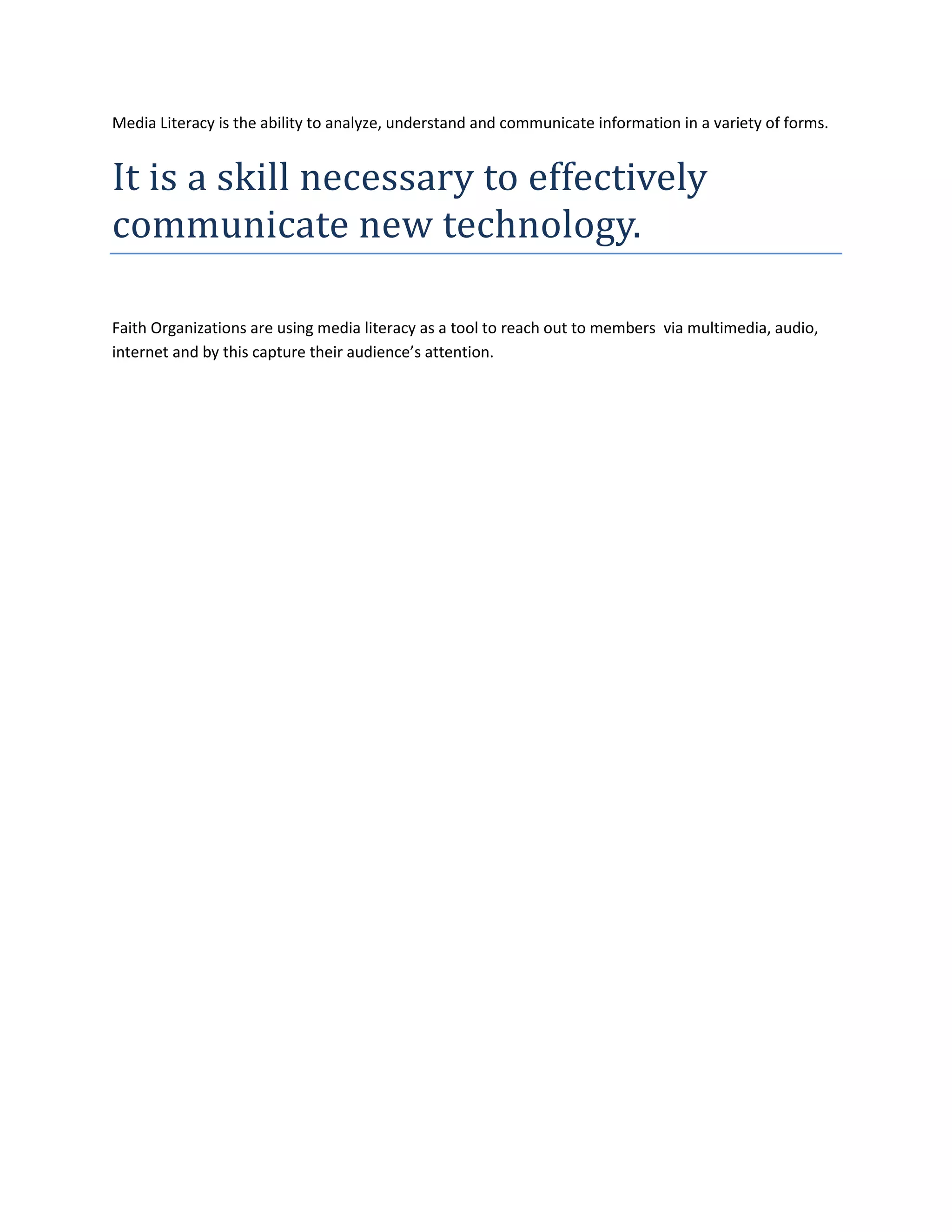 Media literacy is the ability to analyze | DOCX