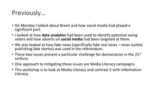 Media literacy workshop - Media Literacy and digital citizenship | PPT