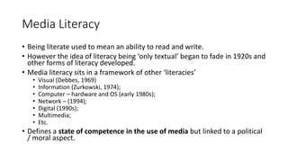 Media literacy workshop - Media Literacy and digital citizenship | PPTX