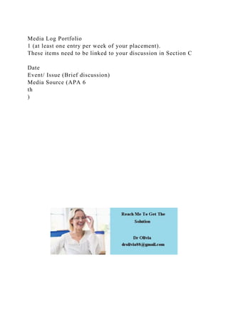 Media Log Portfolio 1 (at least one entry per week of your placeme.docx