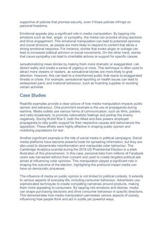 Media Manipulation: How It Shapes Public Opinion and Behavior | PDF