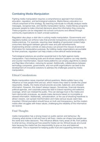 Media Manipulation: How It Shapes Public Opinion and Behavior | PDF