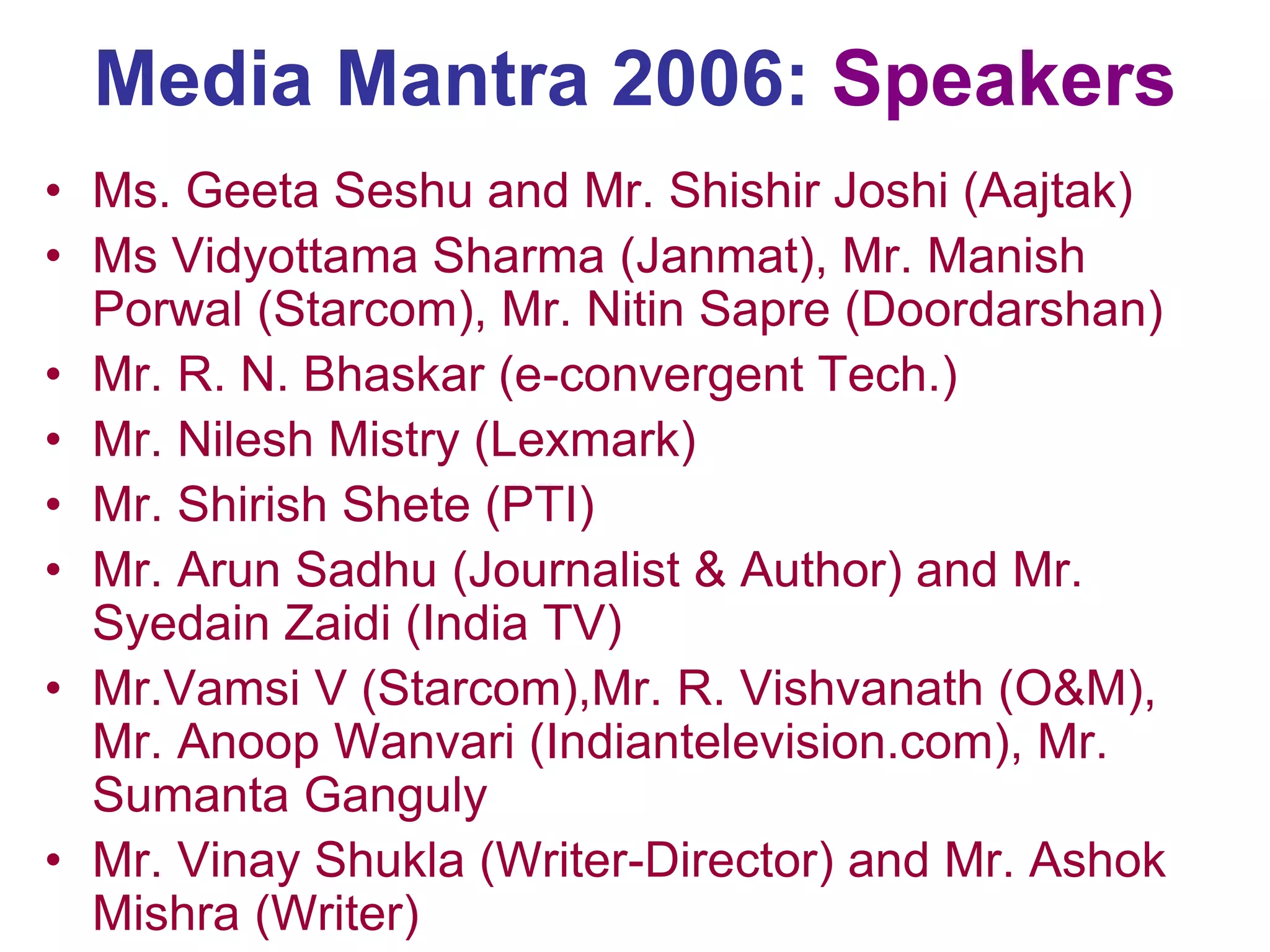Media mantra flashback 2000 2020 | PPT