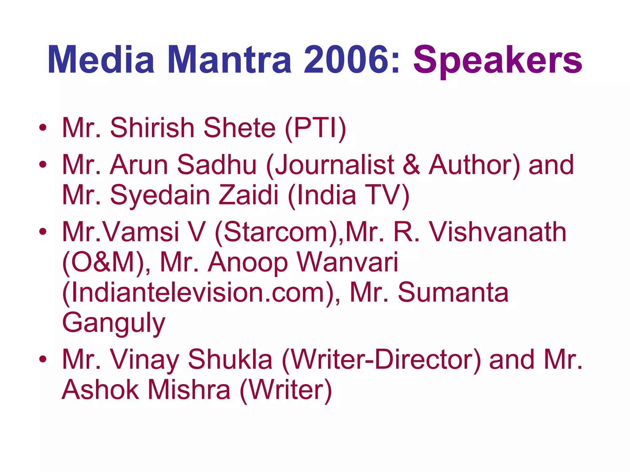 Media mantra flashback 2000 2020 | PPT
