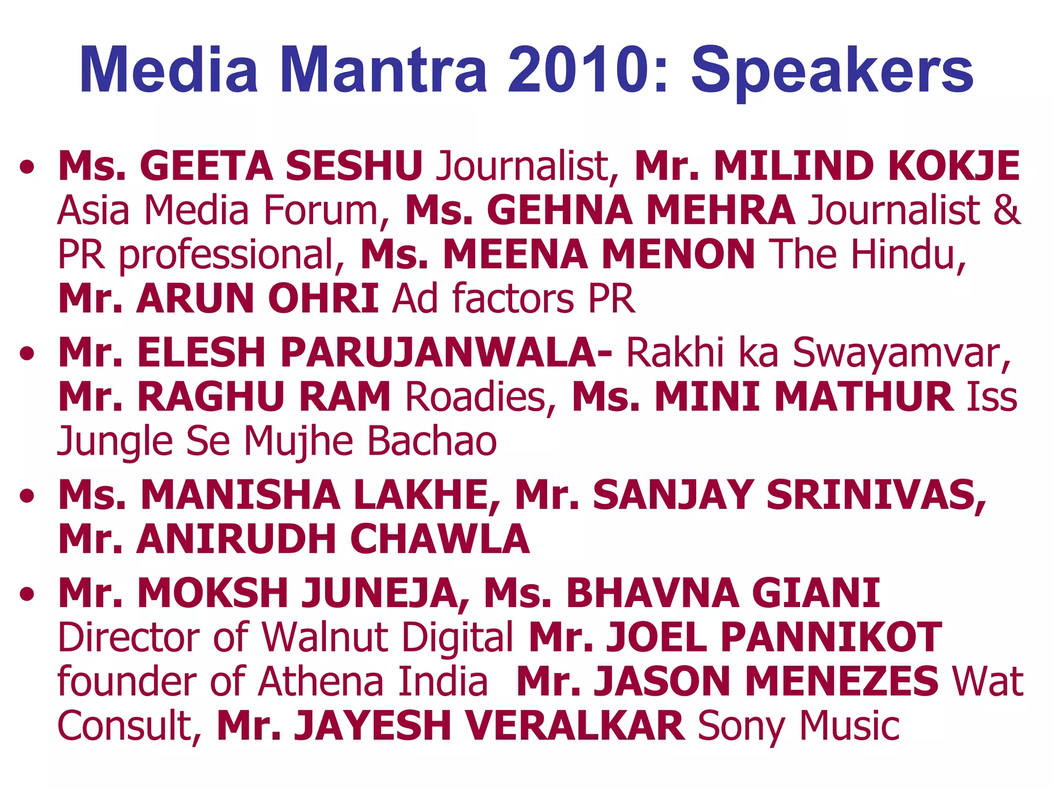 Media mantra flashback 2000 2020 | PPT