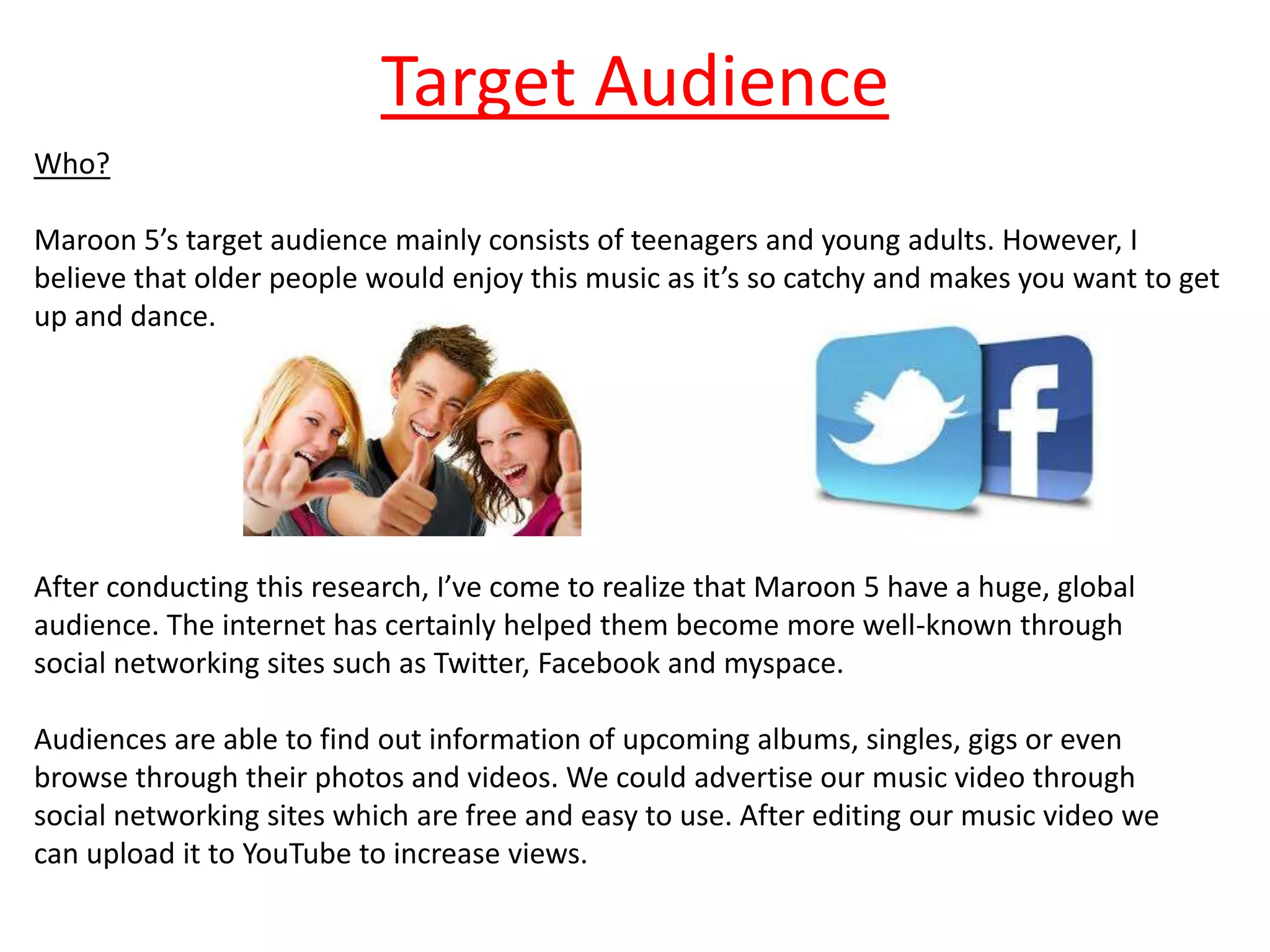 Media maroon 5 audience research | PPTX