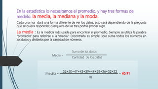 Media, mediana, modo | PPTX