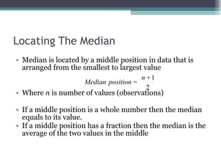 Median and Its Significance - Dr Richard Diamond | PPT