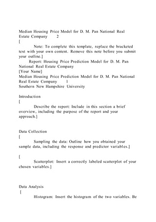 Median Housing Price Model for D. M. Pan National Real Estate Comp | DOCX