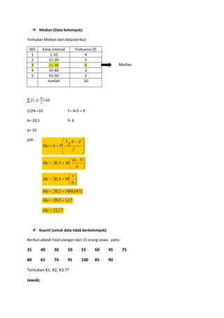 Median,kuartil,desil, dan persentil | DOCX