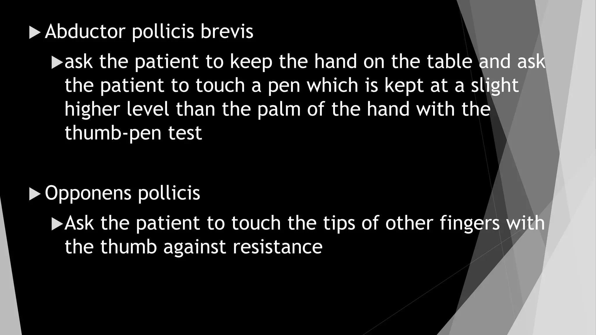 EXAMINATION OF MEDIAN NERVE FOR MBBS UNDERGRADUATES ORTHO | PPTX