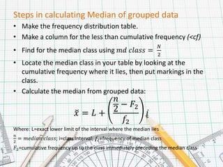 Median Formula For Grouped Data