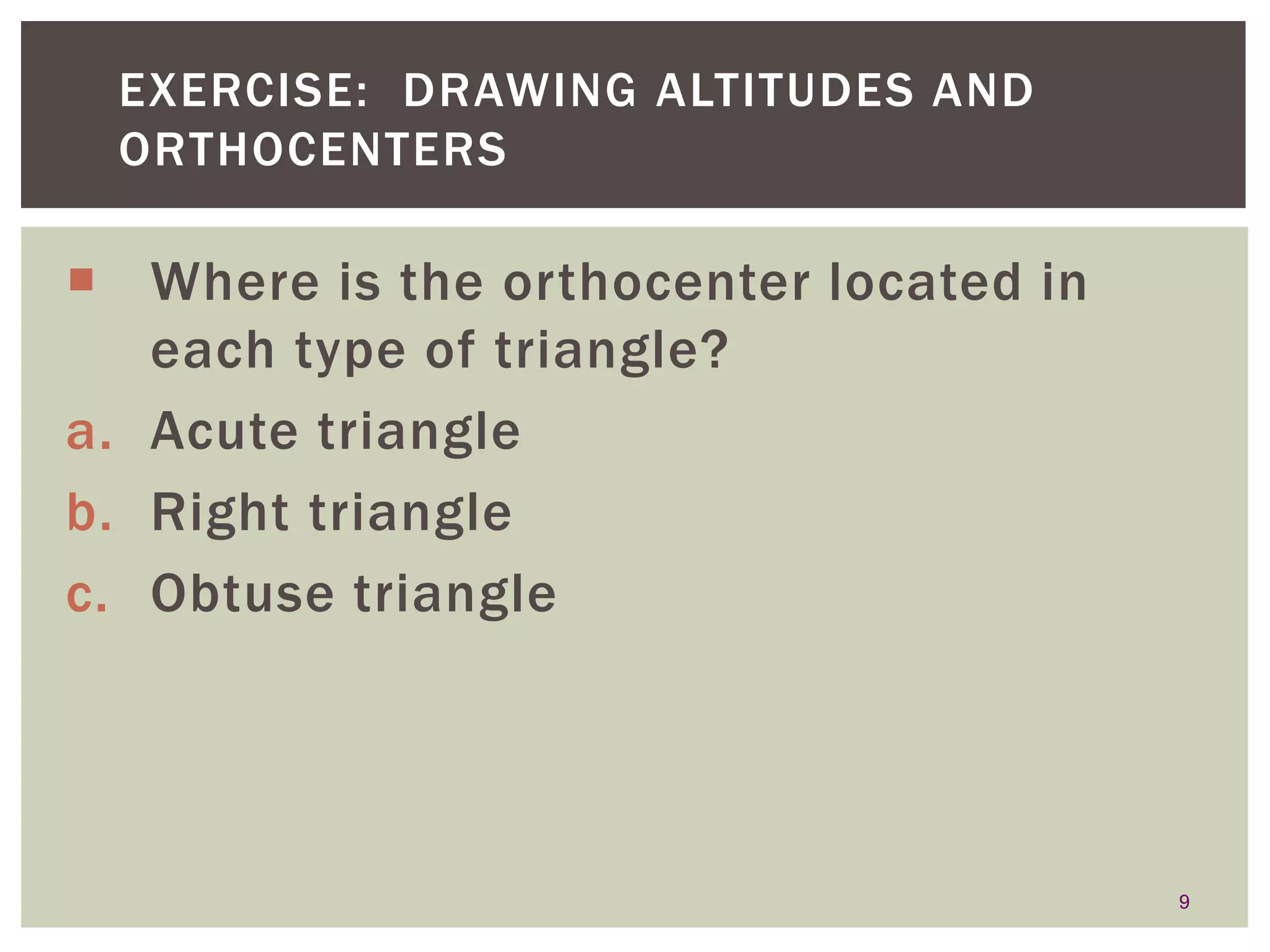 Medians & altitudes of a triangle | PDF