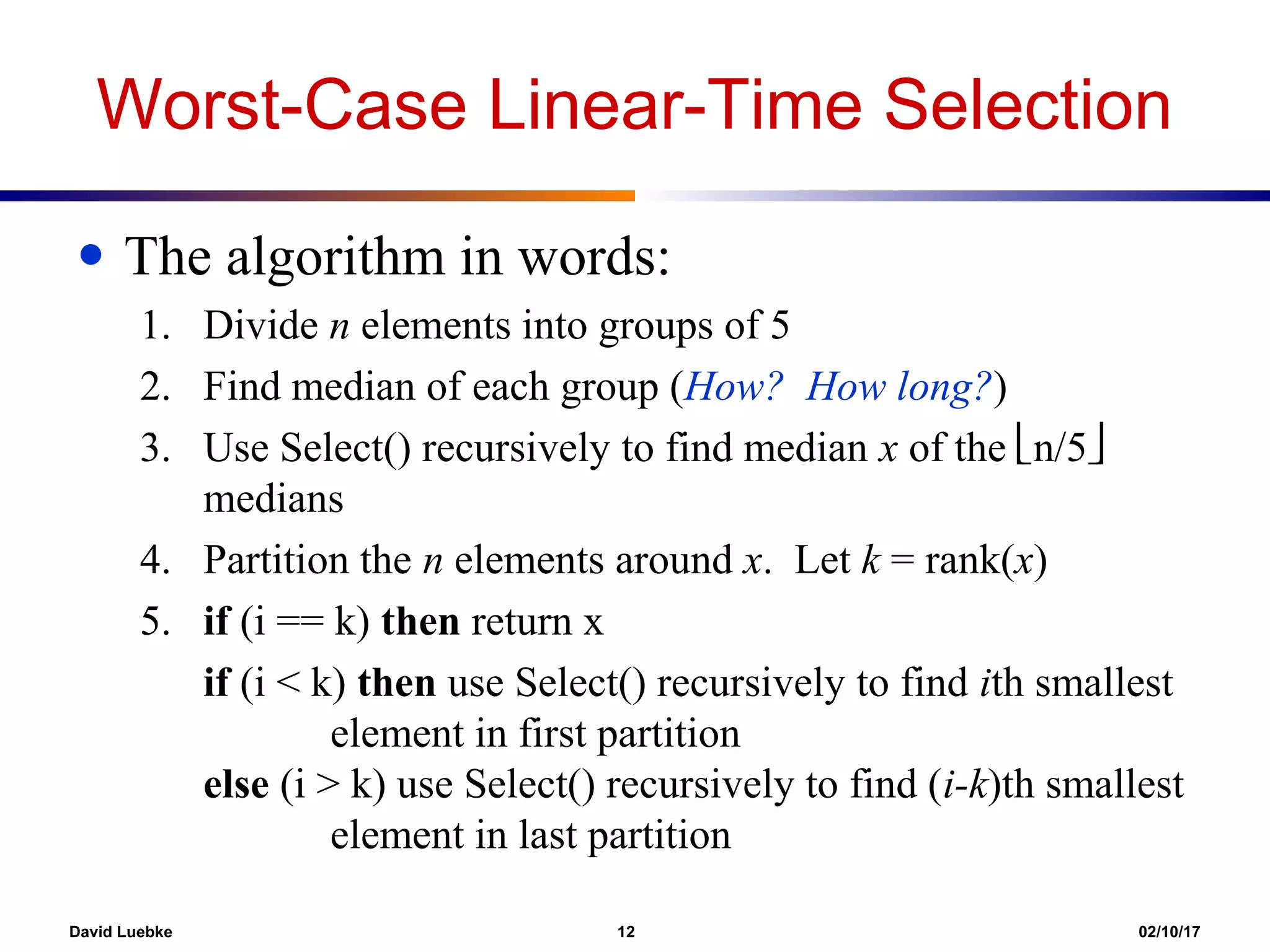 Medians and order statistics | PPT