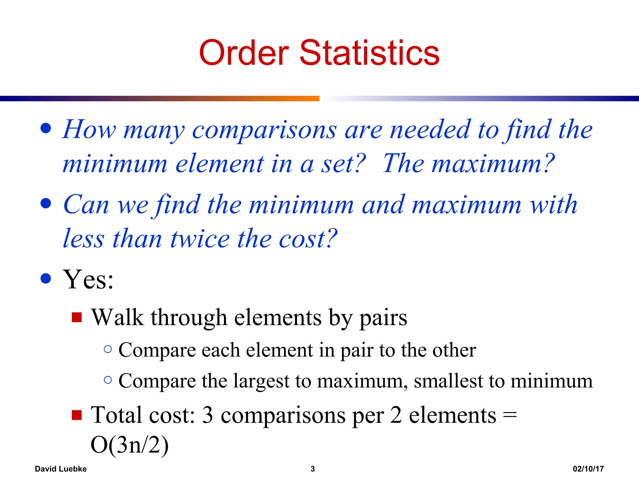 Medians and order statistics | PPT
