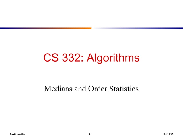 Medians and order statistics | PPT