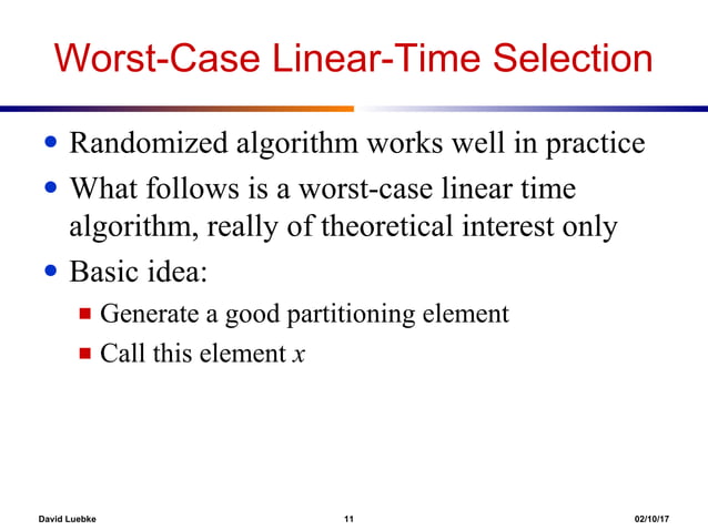Medians and order statistics | PPT