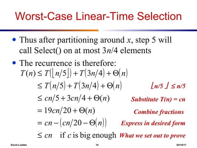Medians and order statistics | PPT