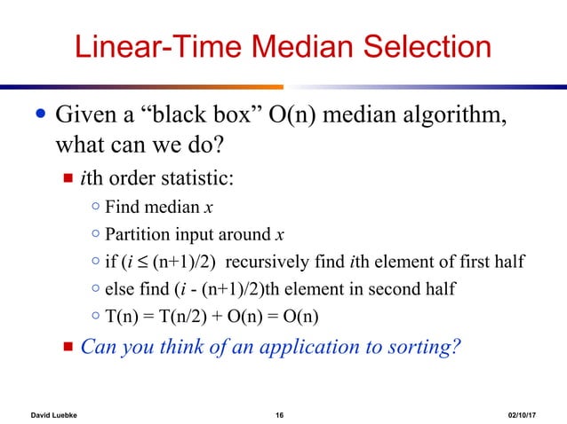 Medians and order statistics | PPT