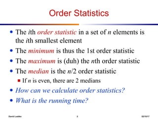 Medians and order statistics | PPT