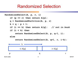 Medians and order statistics | PPT