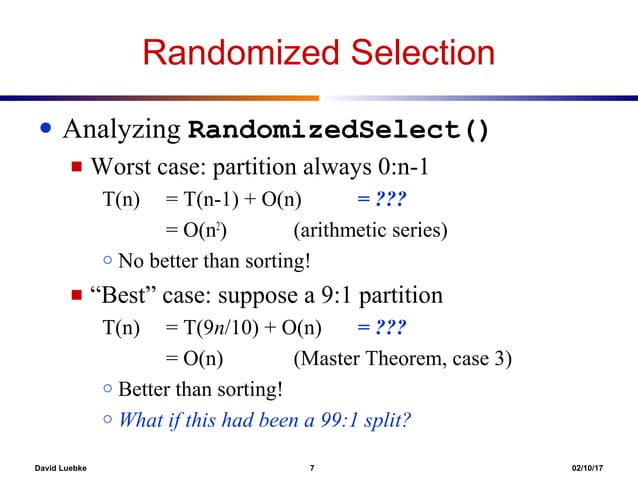 Medians and order statistics | PPT