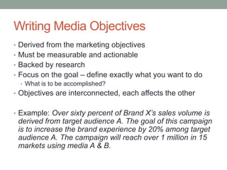 Media objectives and strategies 1.30.13