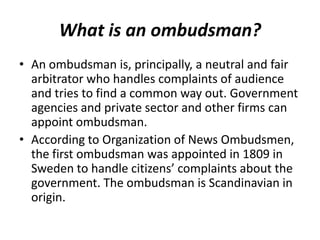 Organizational Ombudsman Practices in Media Houses | PPTX