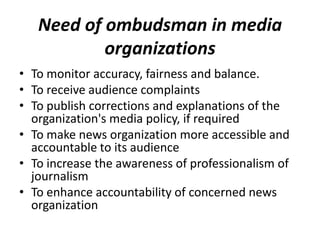 Organizational Ombudsman Practices in Media Houses | PPTX
