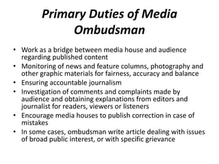 Organizational Ombudsman Practices in Media Houses | PPTX