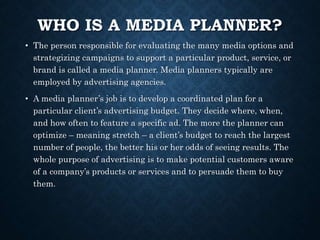 Media P&B INTRODUCTION TO MEDIA PLANNING AND SELECTION | PPTX