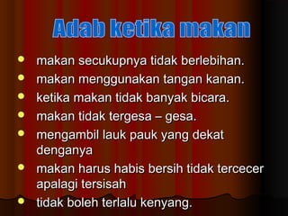 Media pembelajaran adab makan kls 2 | PPT