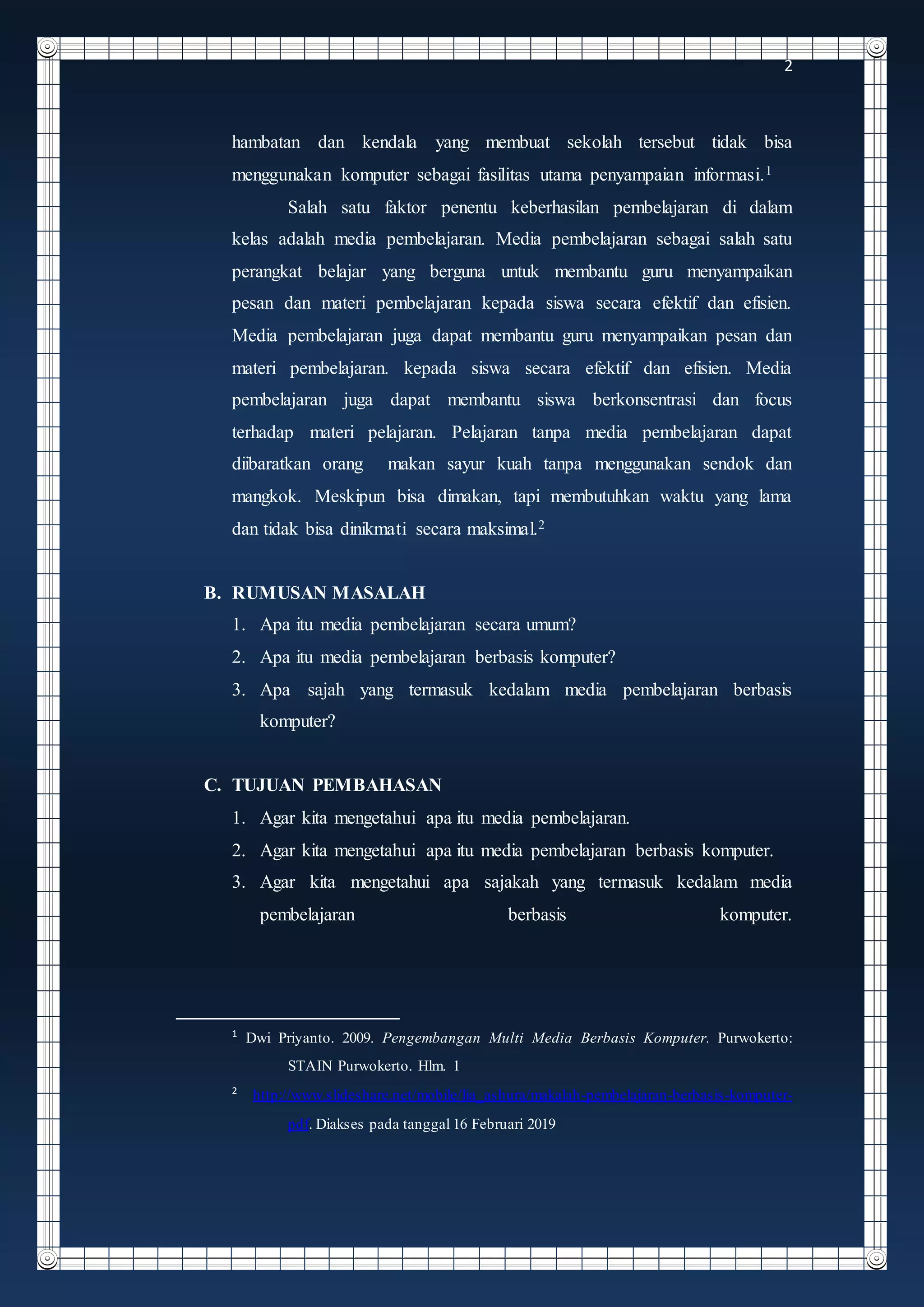 makalah media pembelajaran berbasis komputer | DOCX