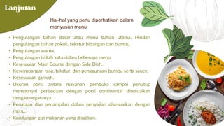 Media Pembelajaran & Evaluasi Tata Hidang (Menu) | PPTX