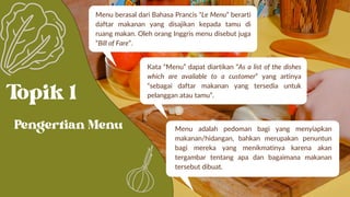Media Pembelajaran & Evaluasi Tata Hidang (Menu) | PPTX