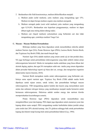 Media pertumbuhan mikroba | PDF