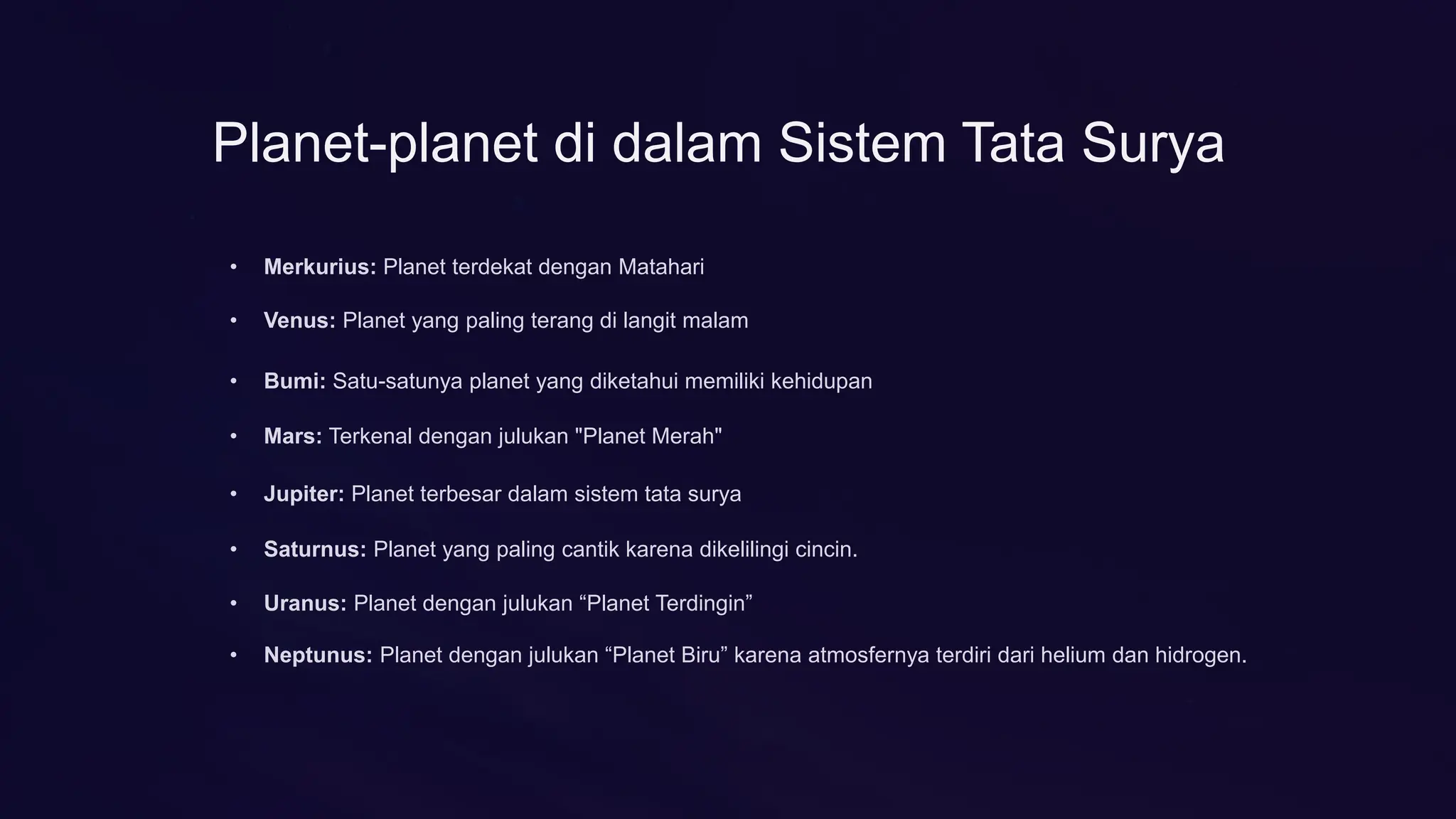 Power Point tentang Sistem Tata Surya dan Planet | PPTX