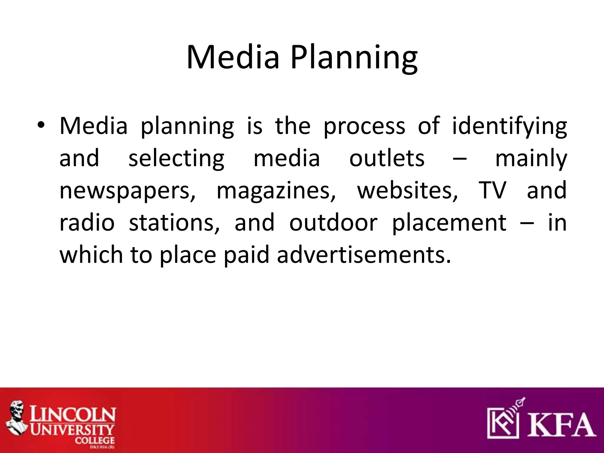 Media planning and Stretegy | PPTX