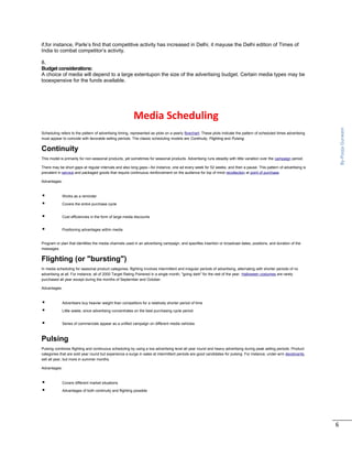Media planning, Components of media plan, Media Scheduling, Media ...