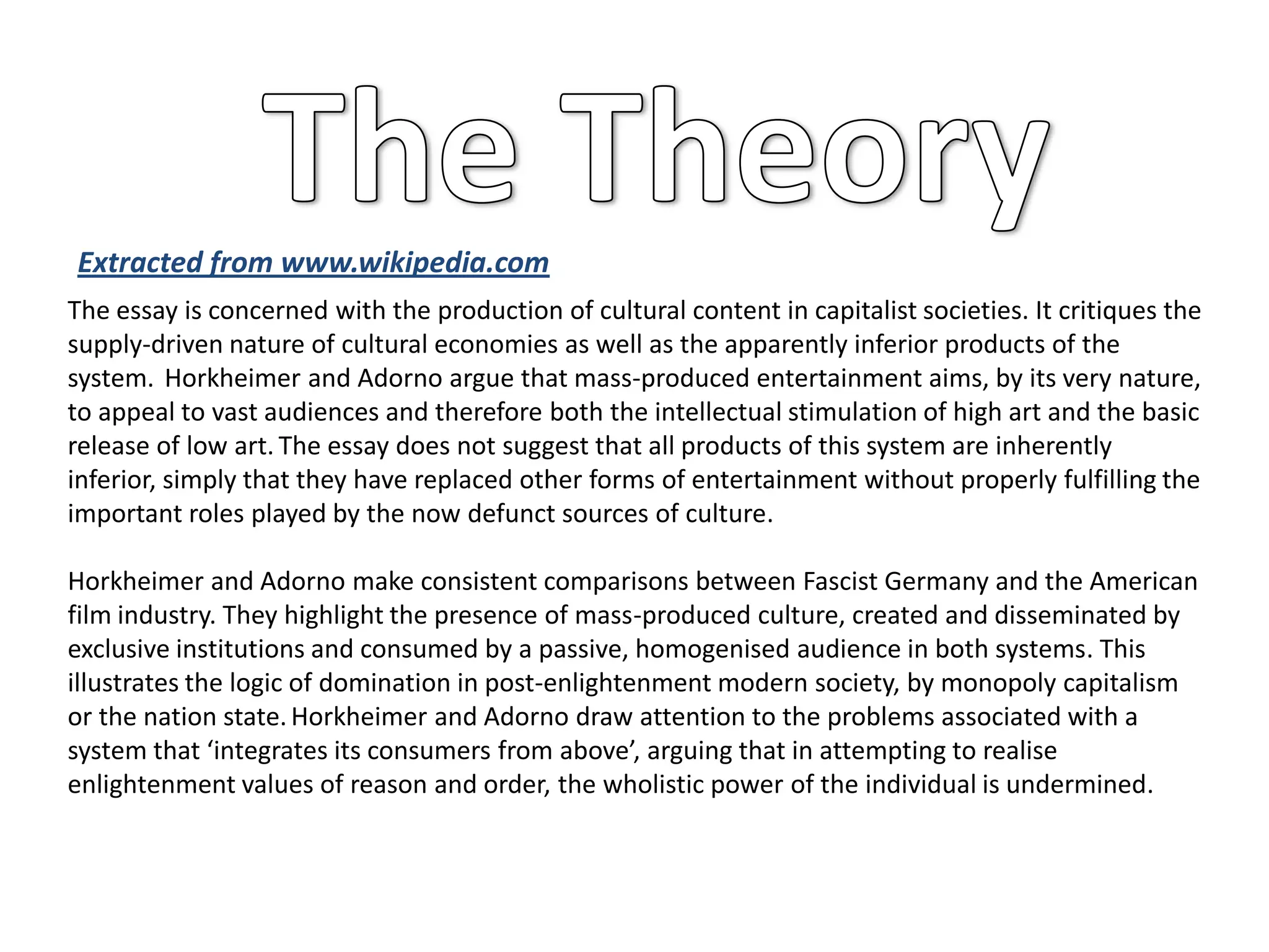 Adorno and Horkeimer's Theory | PPTX