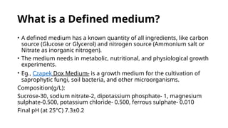 Media preparation and formulation. different types of media, exampes | PPTX