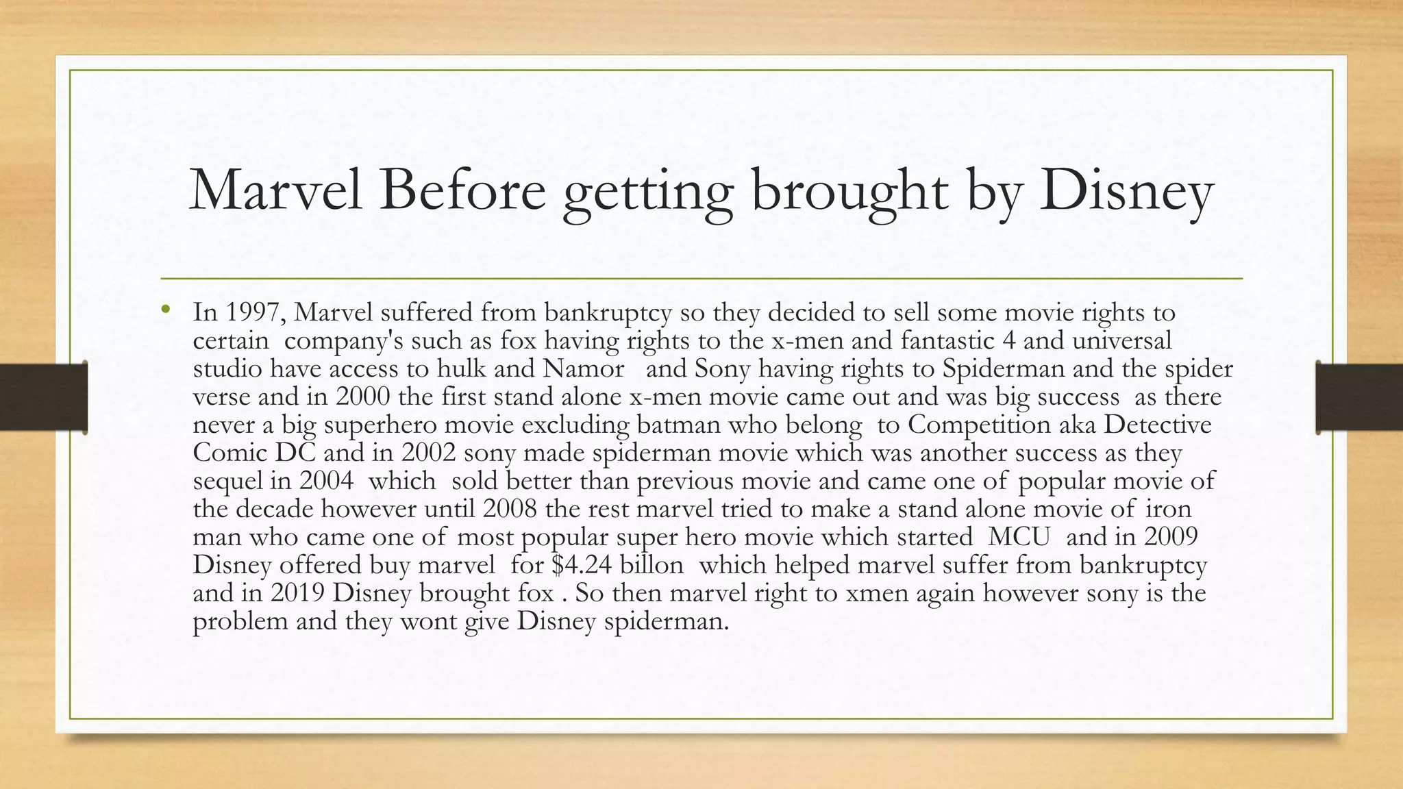 Disney and Marvel Research Presentation | PPT