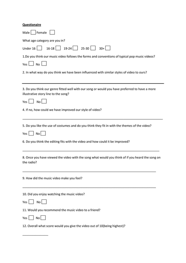 Audience Feedback Questionaire | PDF