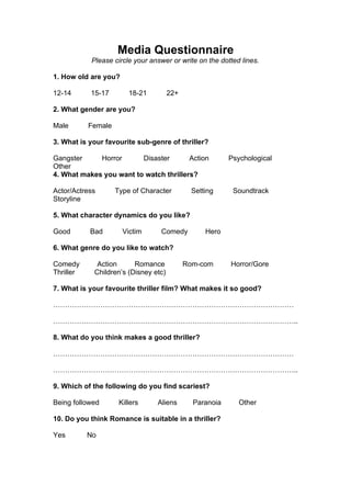 Media questionnaire | PDF