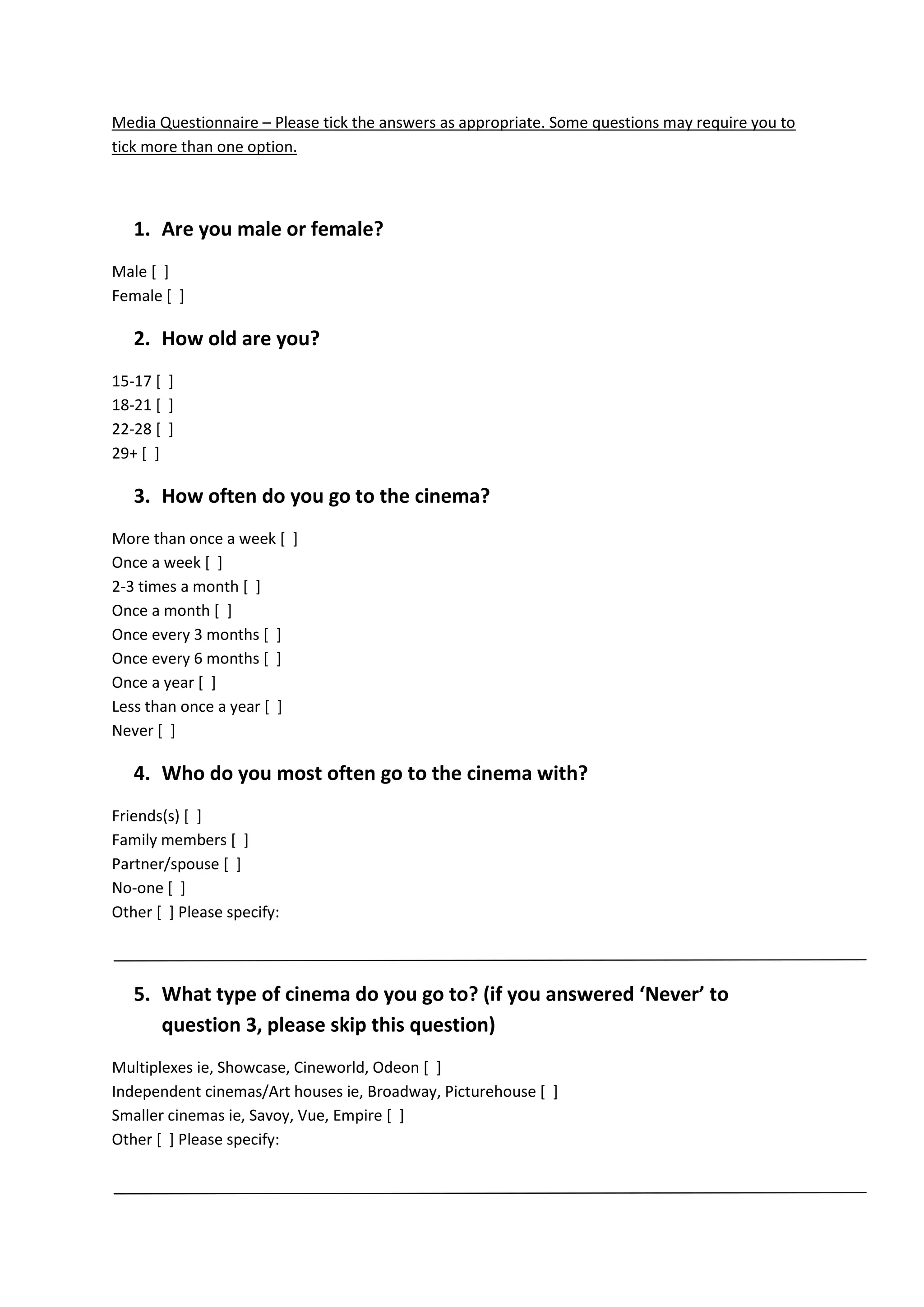 Media Questionnaire | DOCX